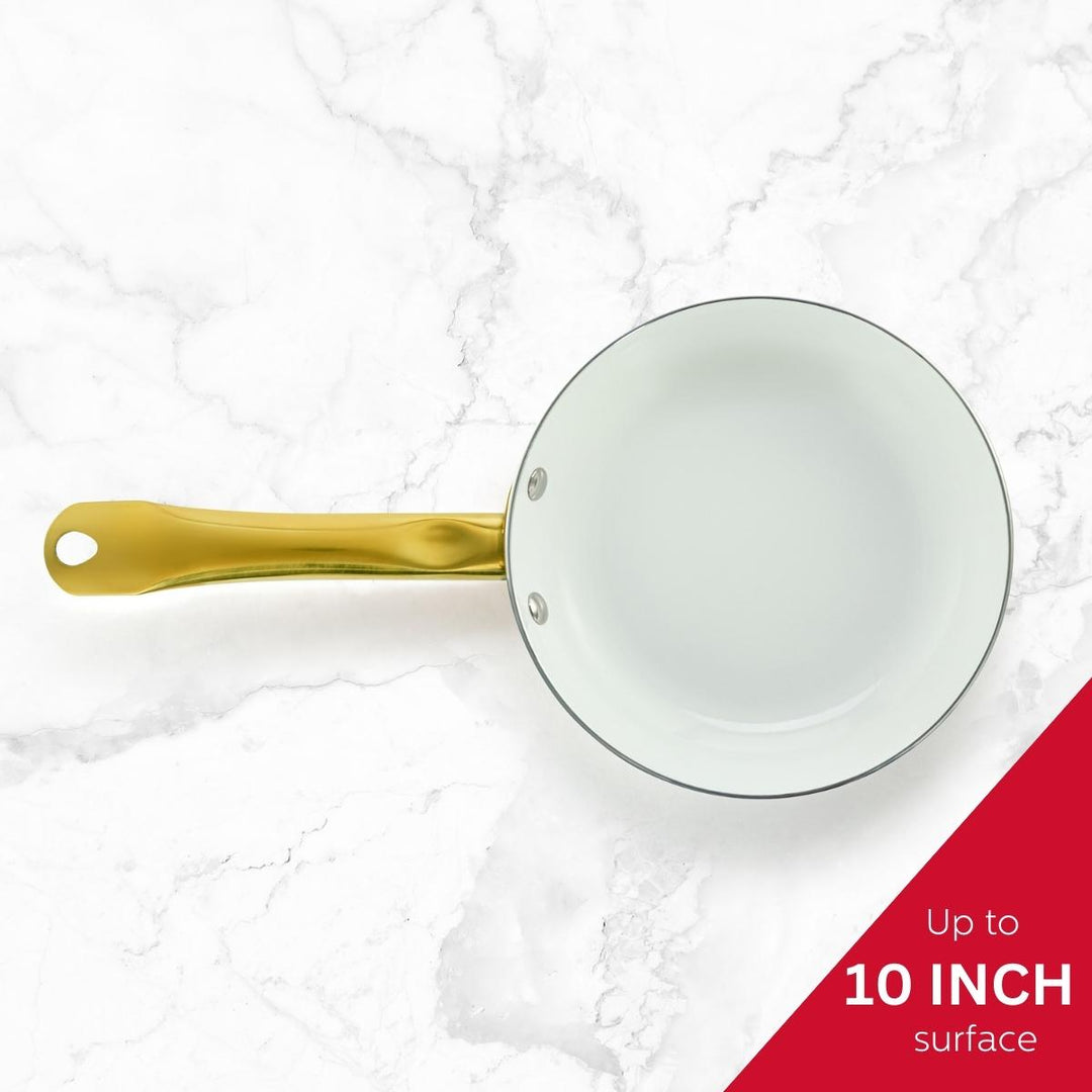 10-INCH CERAMIC NONSTICK FRY PAN WHITE & GOLD COLOR – Holstein Housewares